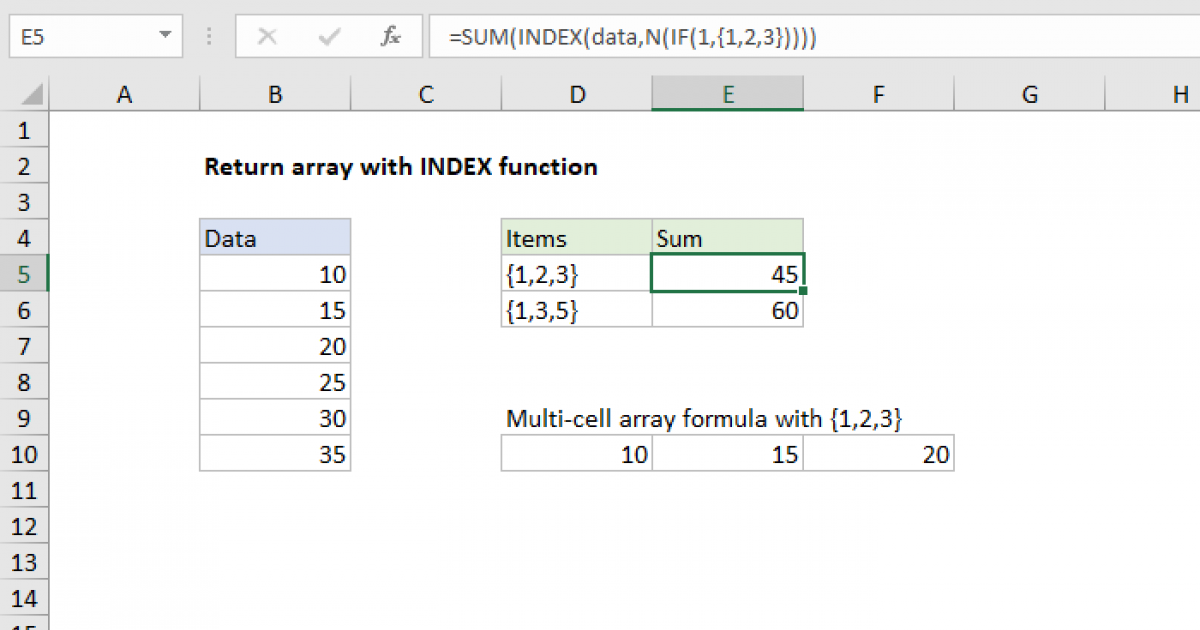 Return Array With INDEX Function Excel Formula Exceljet